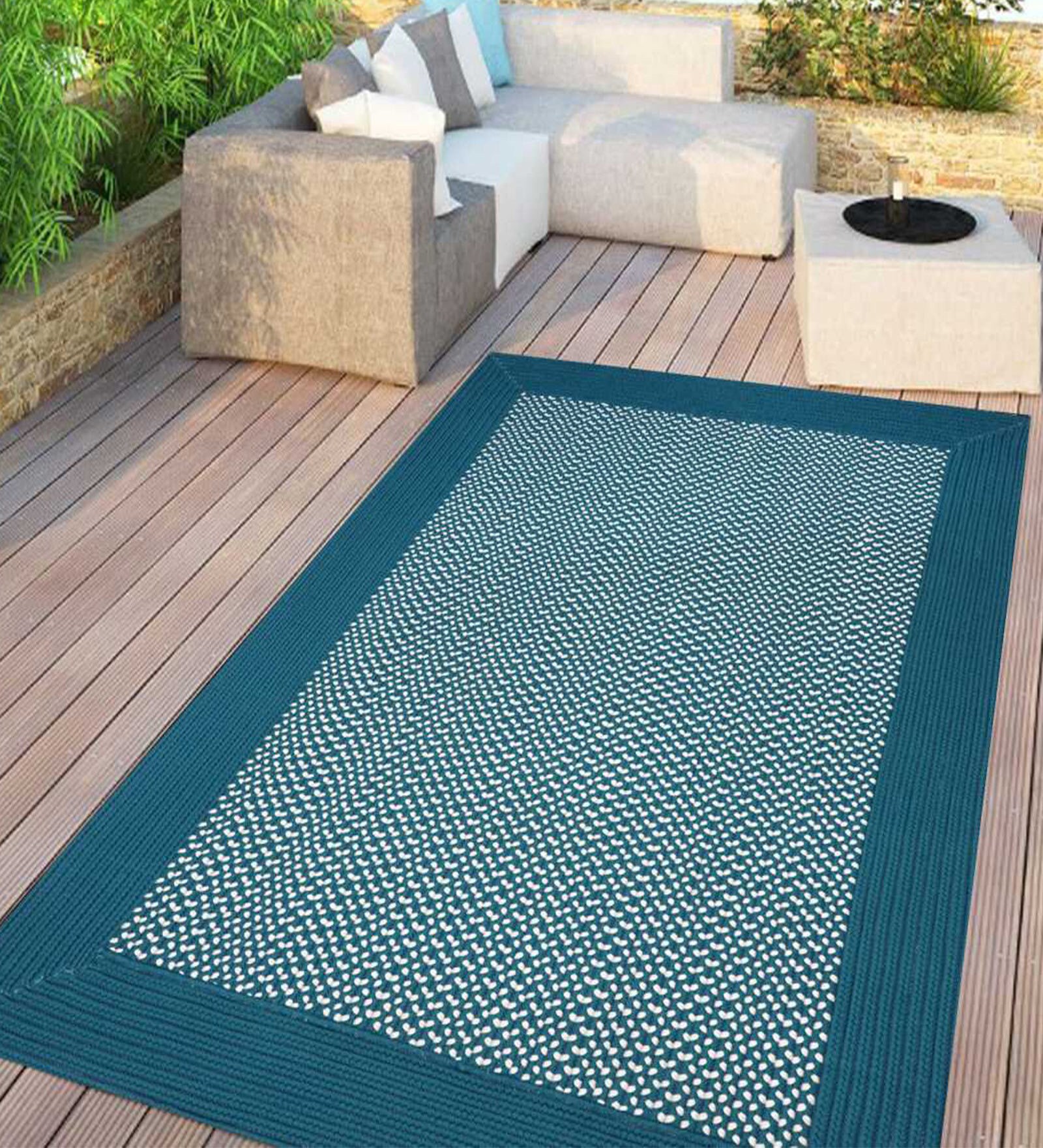 Buy Blue Abstract Polypropylene Machine Made 6 X 9 Feet Carpet at 43% ...