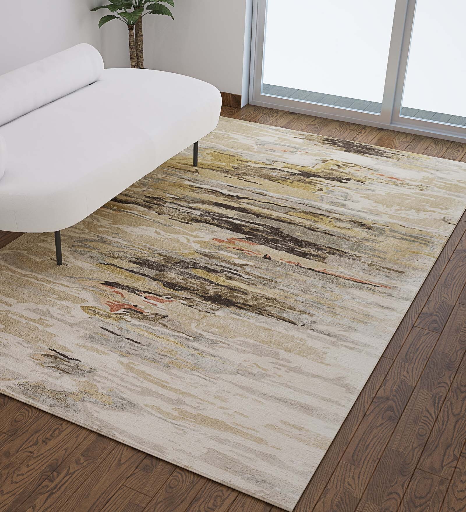 Buy Abstract Pattern Wool And Viscose Hand Tufted 8 ft x 10 ft Carpets ...