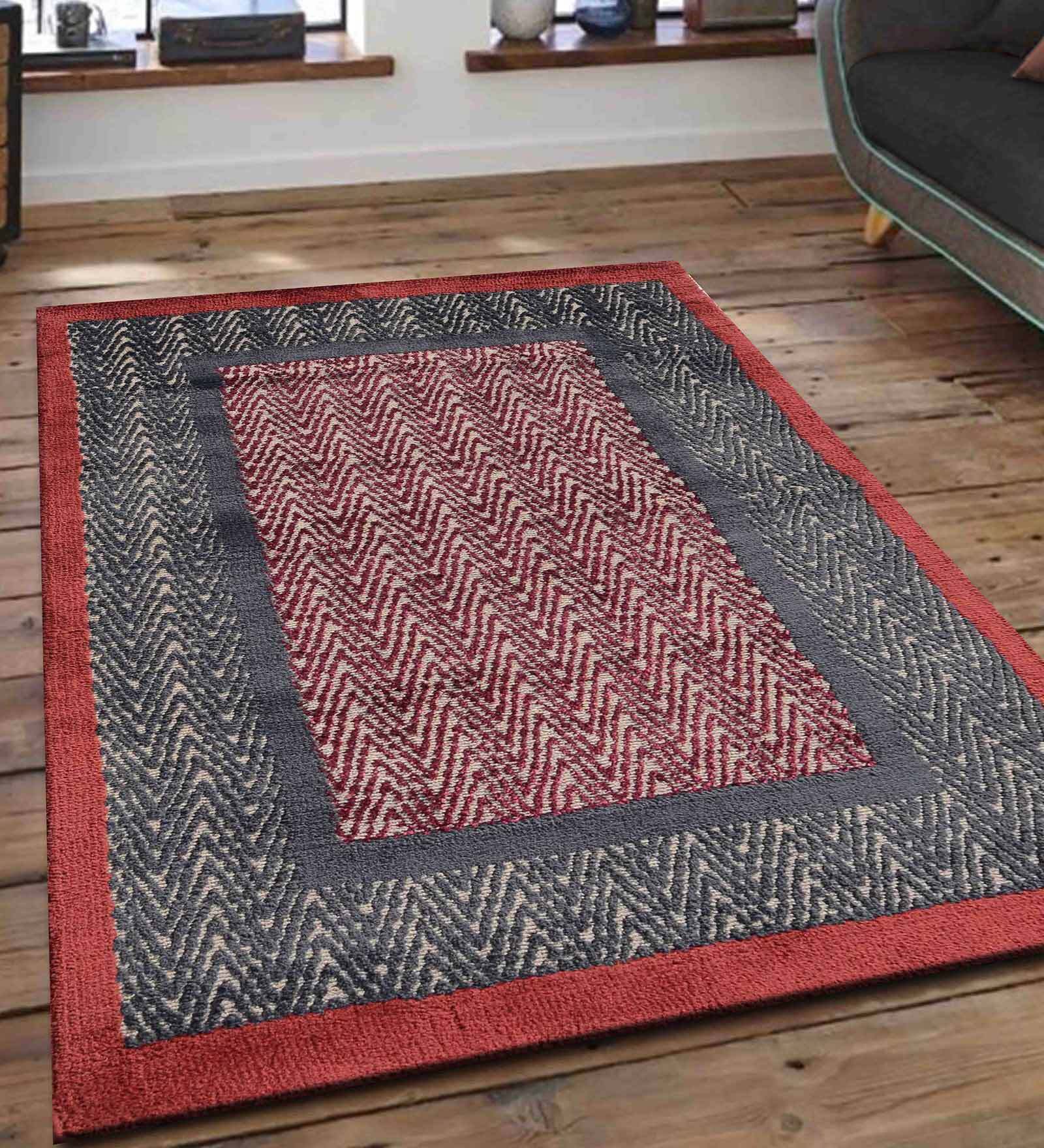 Buy Maroon Polyester Abstract 5 x 8 Feet Hand Tufted Carpet by PRESTO ...
