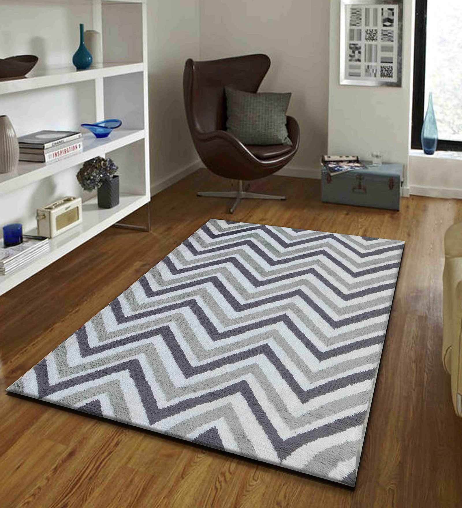 Buy Grey Geometric Polyester 6 ft x 9 ft Hand Tufted Carpet at 37% OFF ...