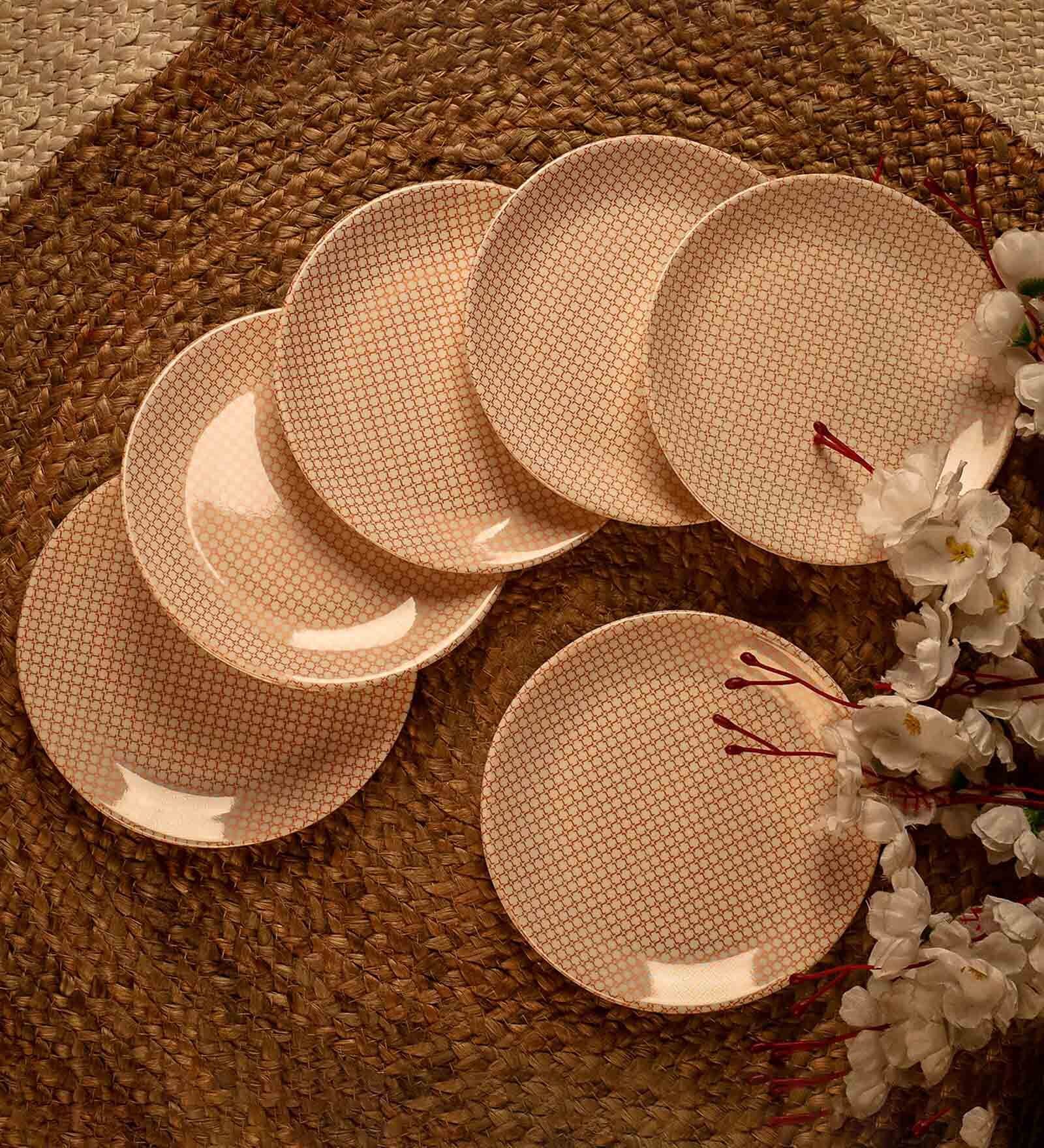 Buy Abstract Print 7 Inch Brown Melamine (Set of 6) Quarter Plate at 42 ...