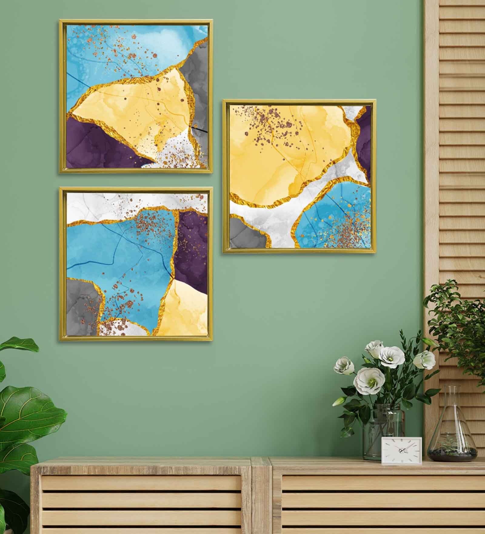 Buy Contemporary Multicolour Canvas Framed Art Panels Set of 3 at 57% ...