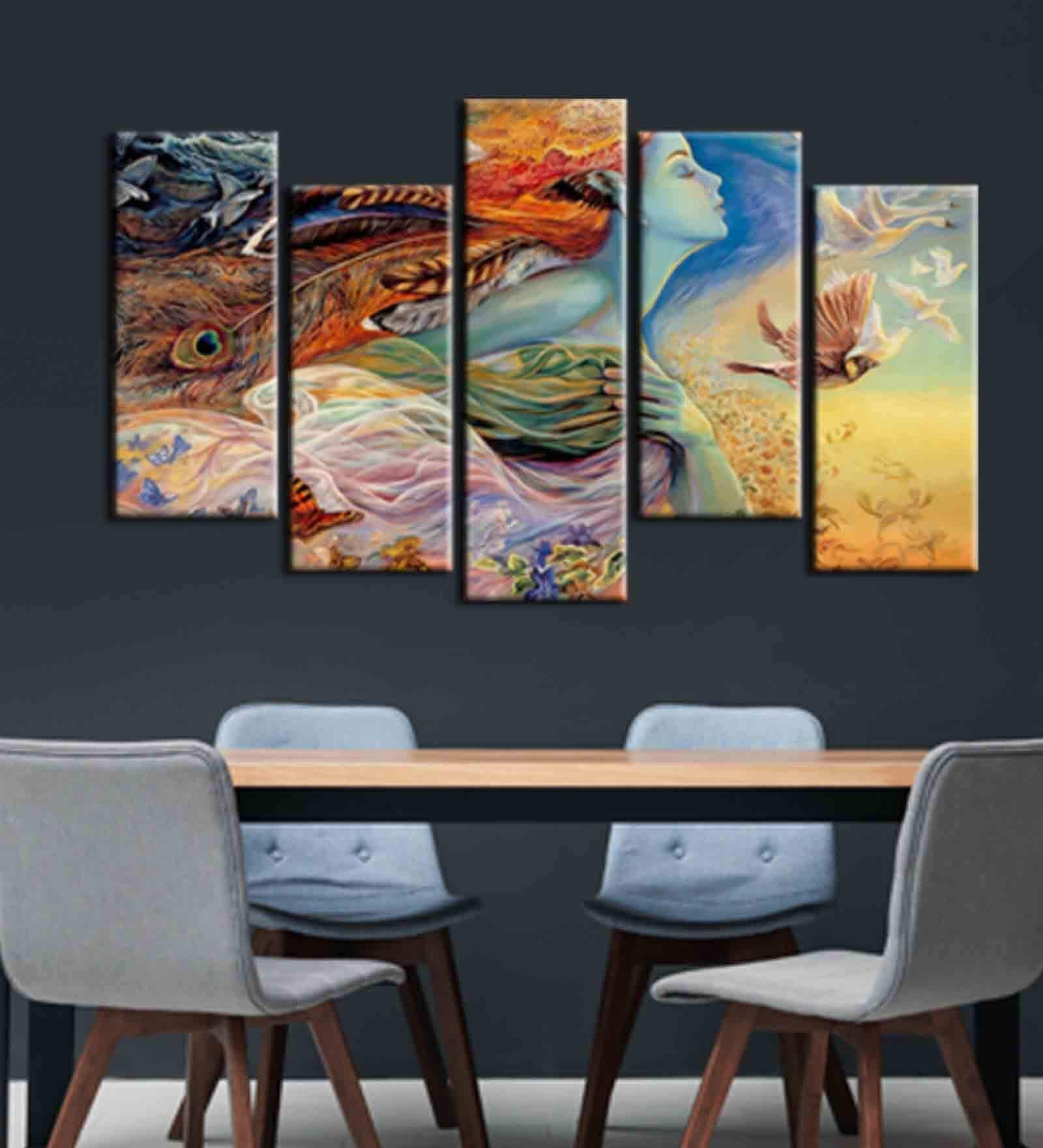 Buy Abstract Wall Mdf Art Panels Set of 5 Frames By DecoreMantra at 20% ...