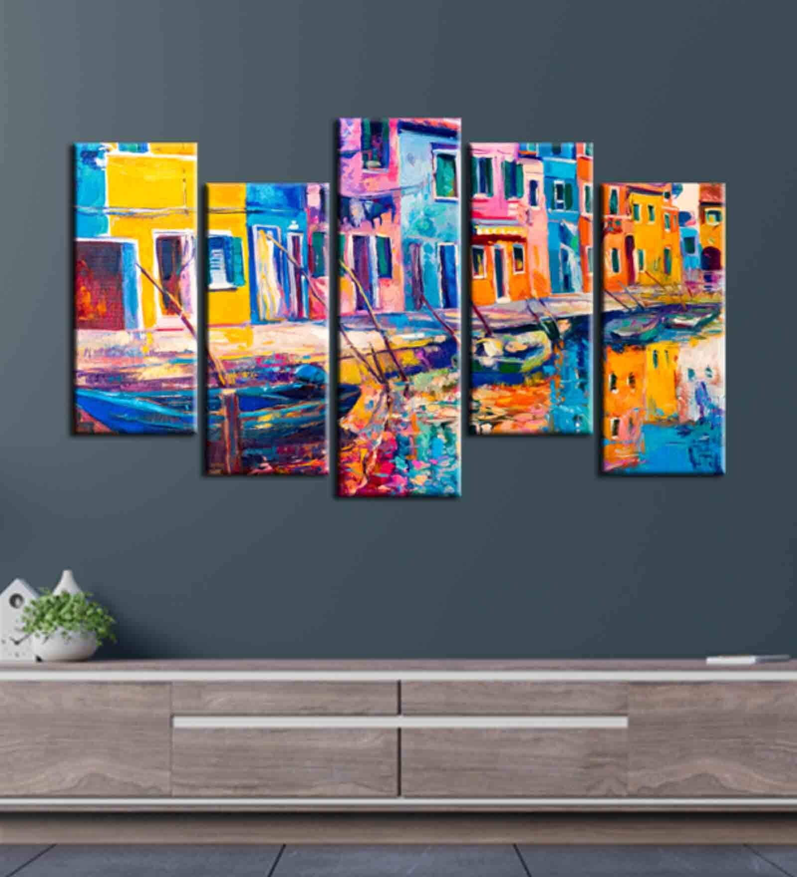 Buy Abstract Wall Mdf Art Panels Set of 5 Frames By DecoreMantra at 24% ...