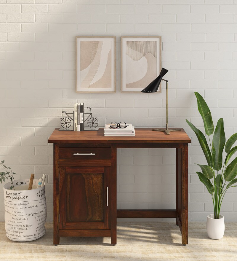 Buy Abbey Sheesham Wood Writing Table In Provincial Teak Finish With ...