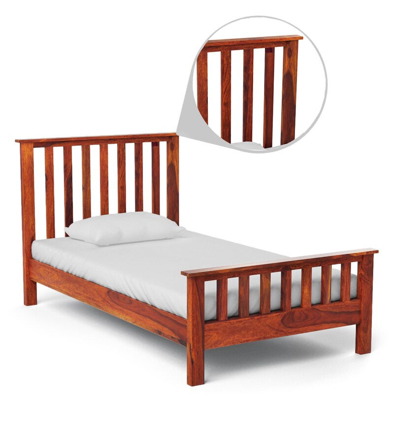 Buy Abbey Solid Wood Single Bed In Honey Oak Finish By Woodsworth ...