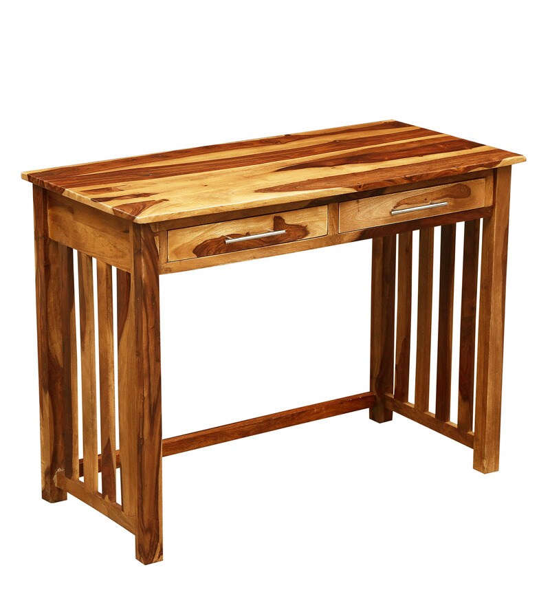 Buy Abbey Solid Wood Writing Table in Rustic Teak Finish By Woodsworth ...