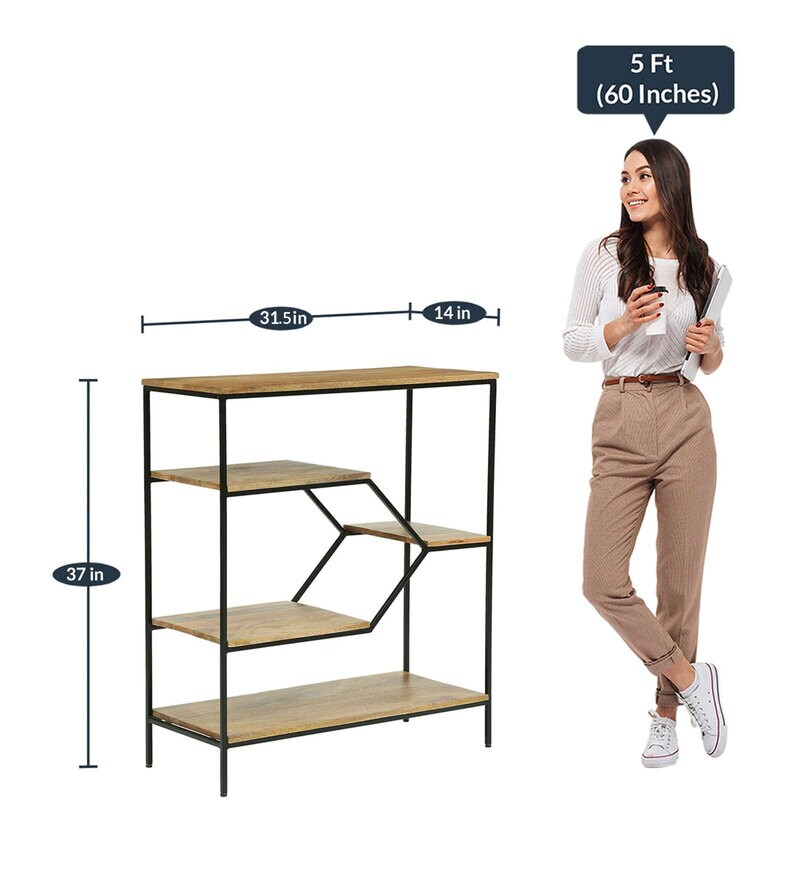 Buy Abrax Metal Book Shelf In Black Finish By Bohemiana Online ...