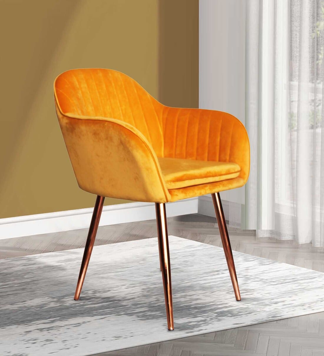 Buy Elite Velvet Dining Chair in Yellow Colour at 100% OFF by Little ...