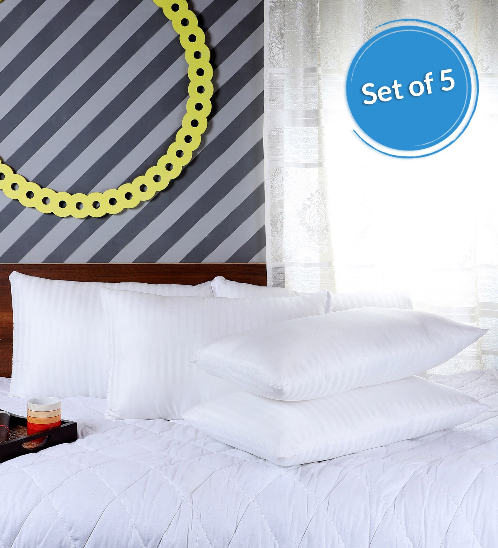 Buy Ace Microfiber 27 x 17 Inch Pillows (Set of 5) at 39% OFF by MFD ...