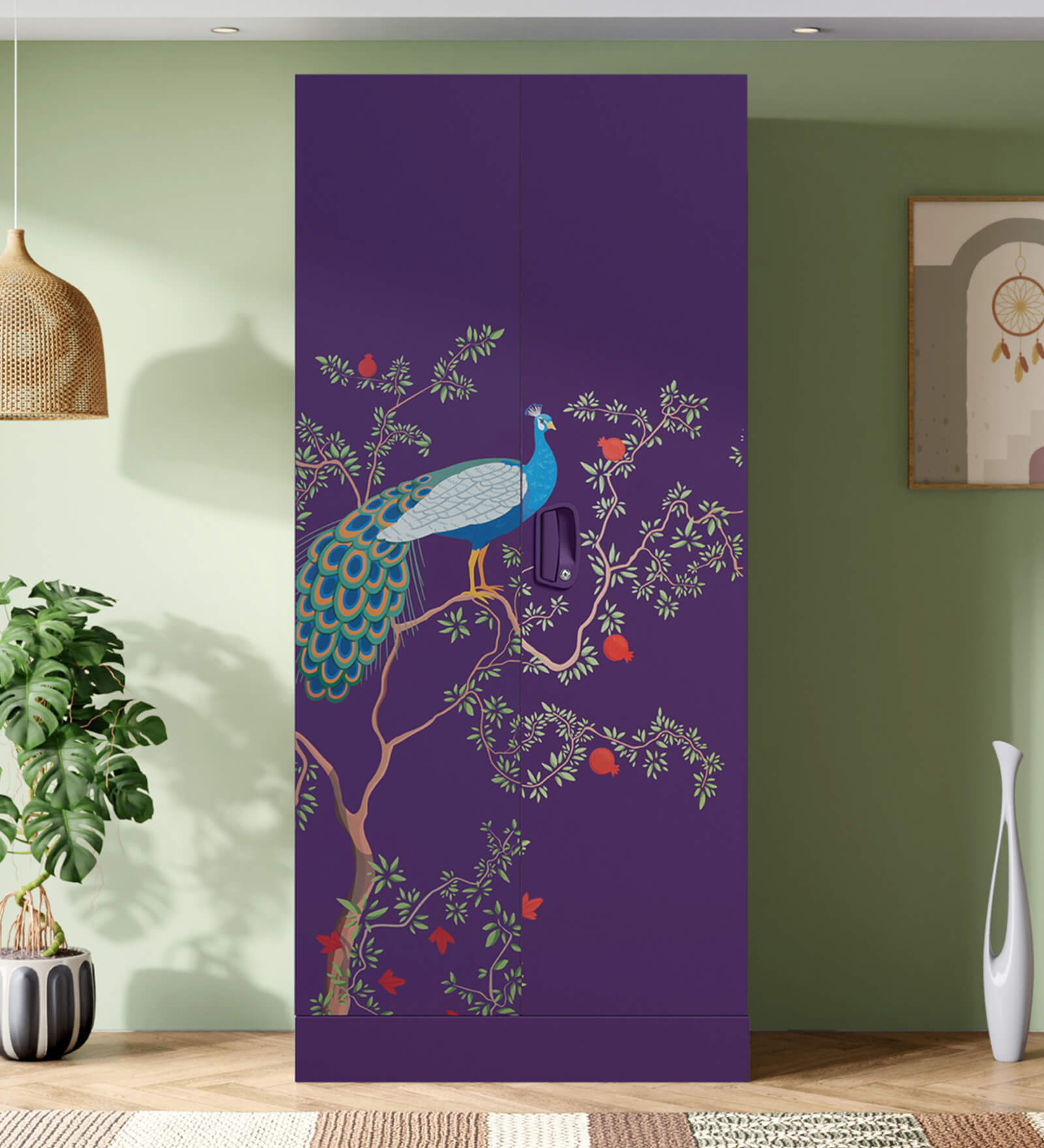 Buy Aceline Printed Steel 2 Door Wardrobe In Textured Purple Magic ...