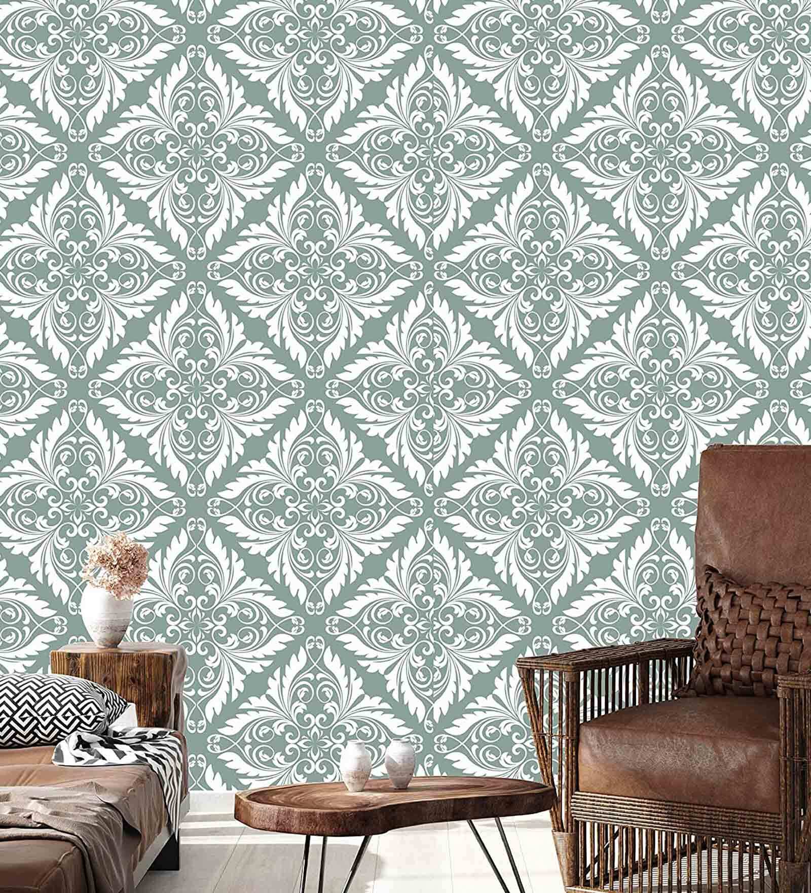 Buy Achromatic Grey Ornate Damaskan Motifs Wall Paper By Asian Paints ...