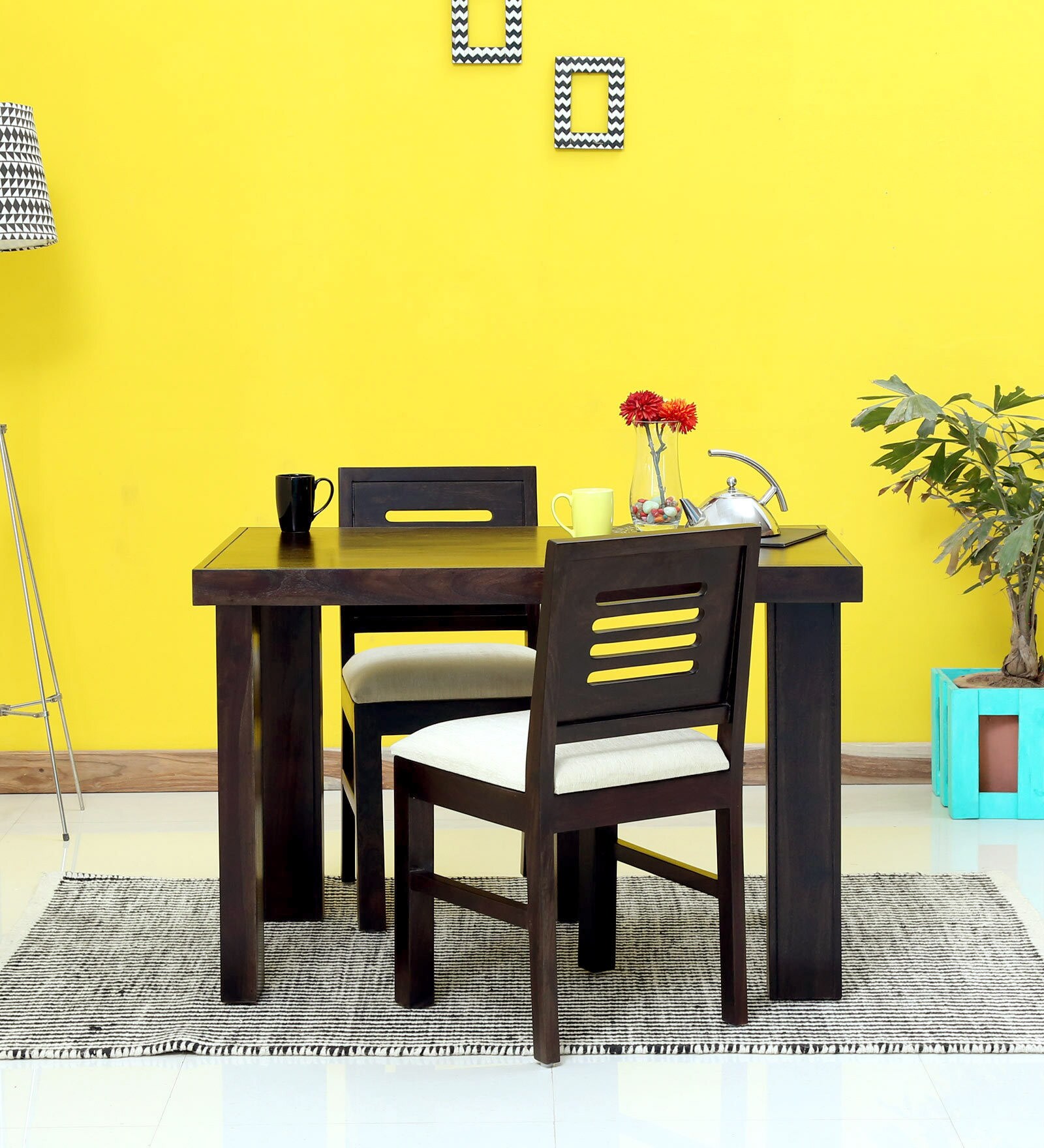 Buy Acropolis Solid Wood Cushioned Two Seater Dining Set in Warm ...