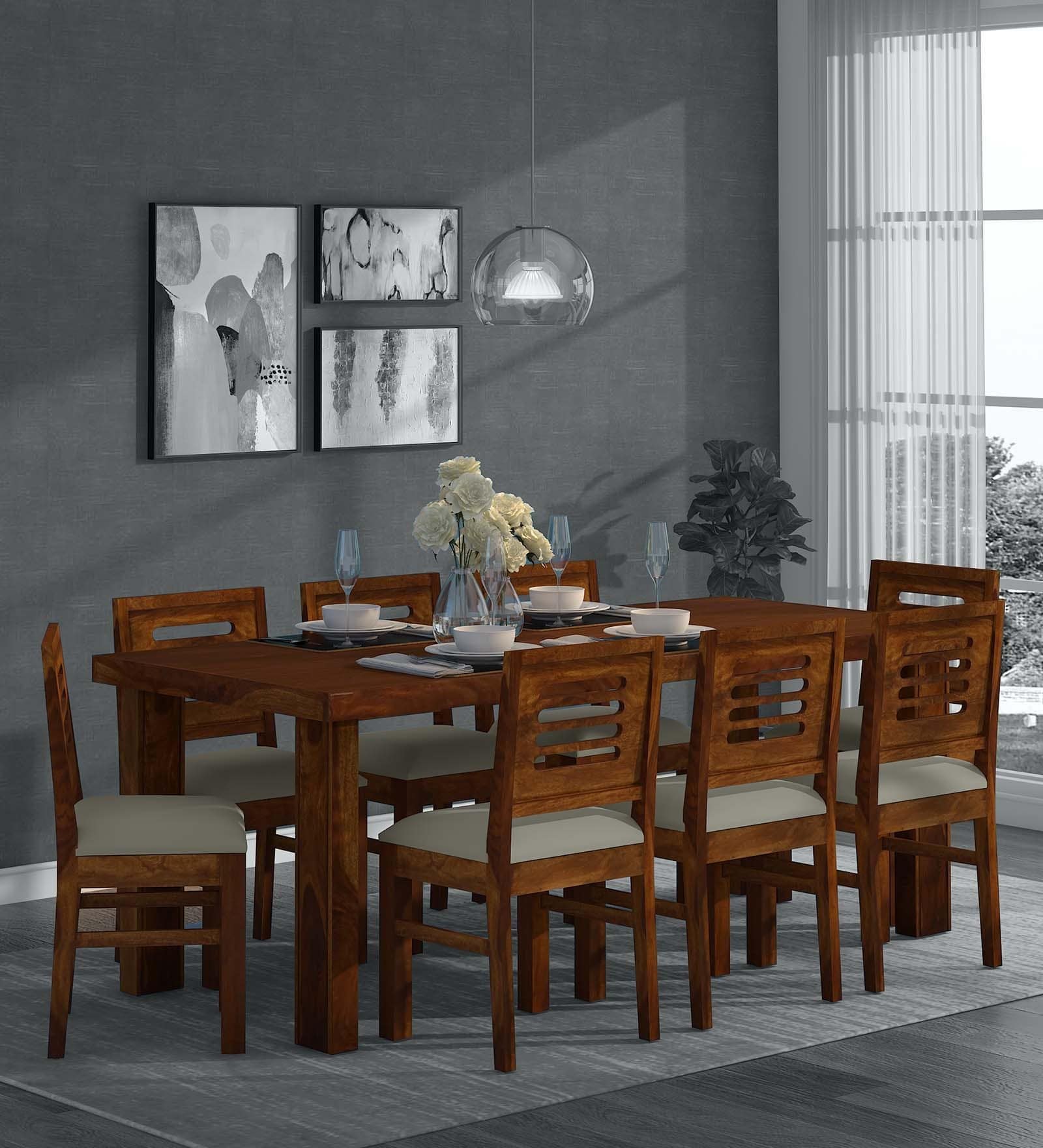 Buy Acropolis Sheesham Wood 8 Seater Dining Set In Teak Finish at 24% OFF by Woodsworth from ...
