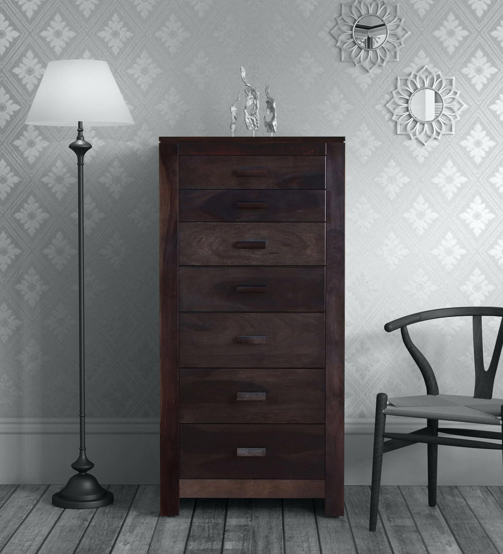Buy Acropolis Sheesham Wood Tall Chest Of Drawers In Warm Chestnut ...