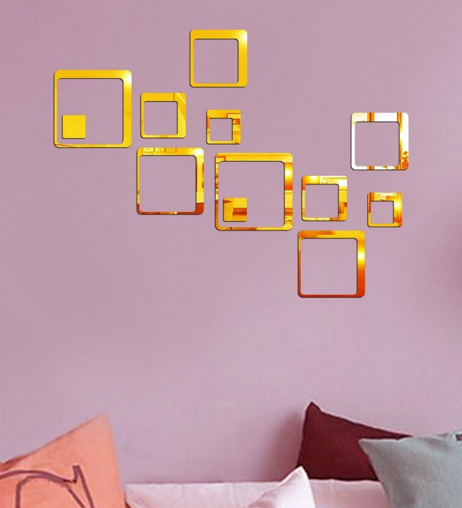 Buy Acrylic 12 Gold Squares Wall Decals by Sehaz Artworks at 21% OFF by ...