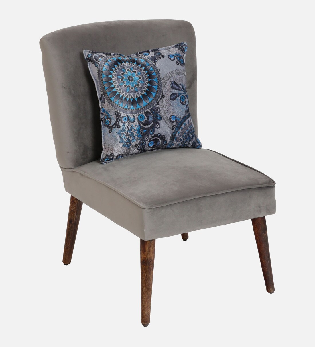 Buy Adalira Velvet Fabric Slipper Chair In Grey Colour By Casacraft ...