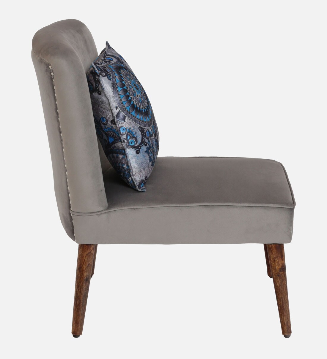Buy Adalira Velvet Fabric Slipper Chair In Grey Colour By Casacraft ...
