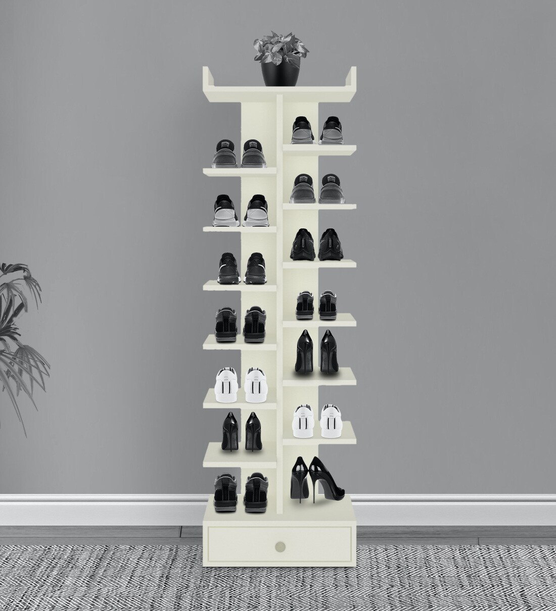 Buy Elanza Open Shoe Rack with Bottom Drawer in Ivory Finish at 18% OFF ...