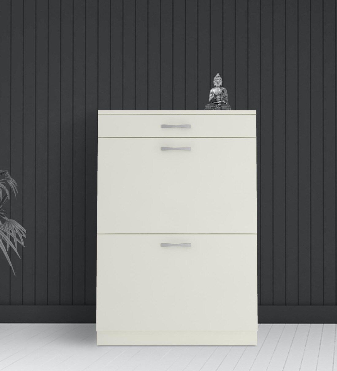 Buy Modena Twin Pull-down Shoe Rack with Drawer in Ivory Finish at 19% ...