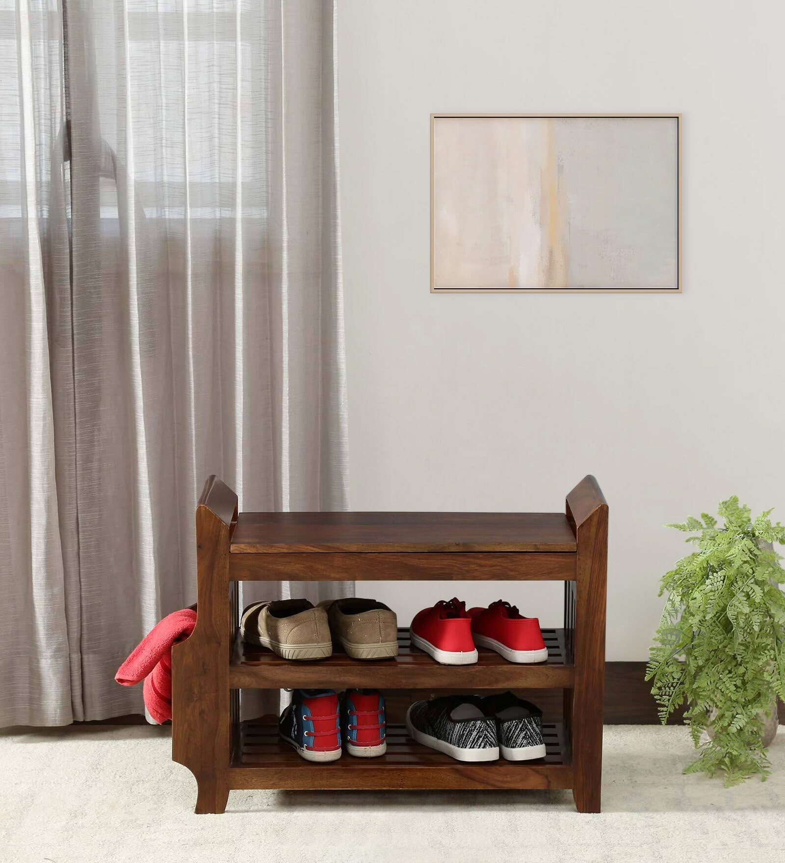 Buy Agen Sheesham Wood Open Shoe Rack in Scratch Resistant Provincial ...