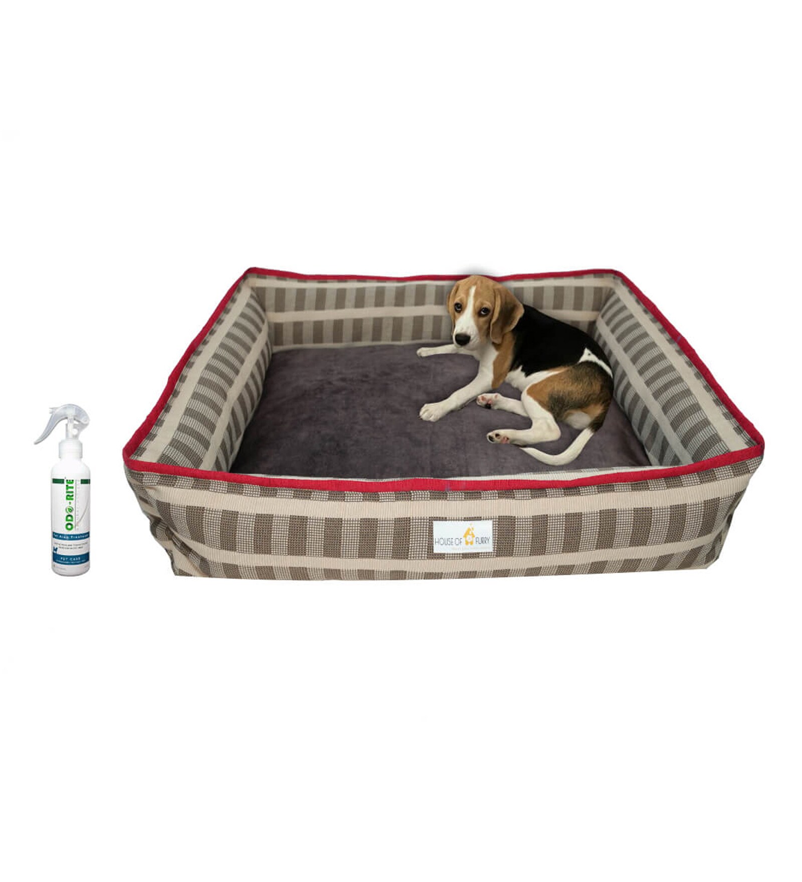 Buy Addie- Medium Green & Red Cotton Bolstered Pet Bed at 100% OFF by House of Furry | Pepperfry