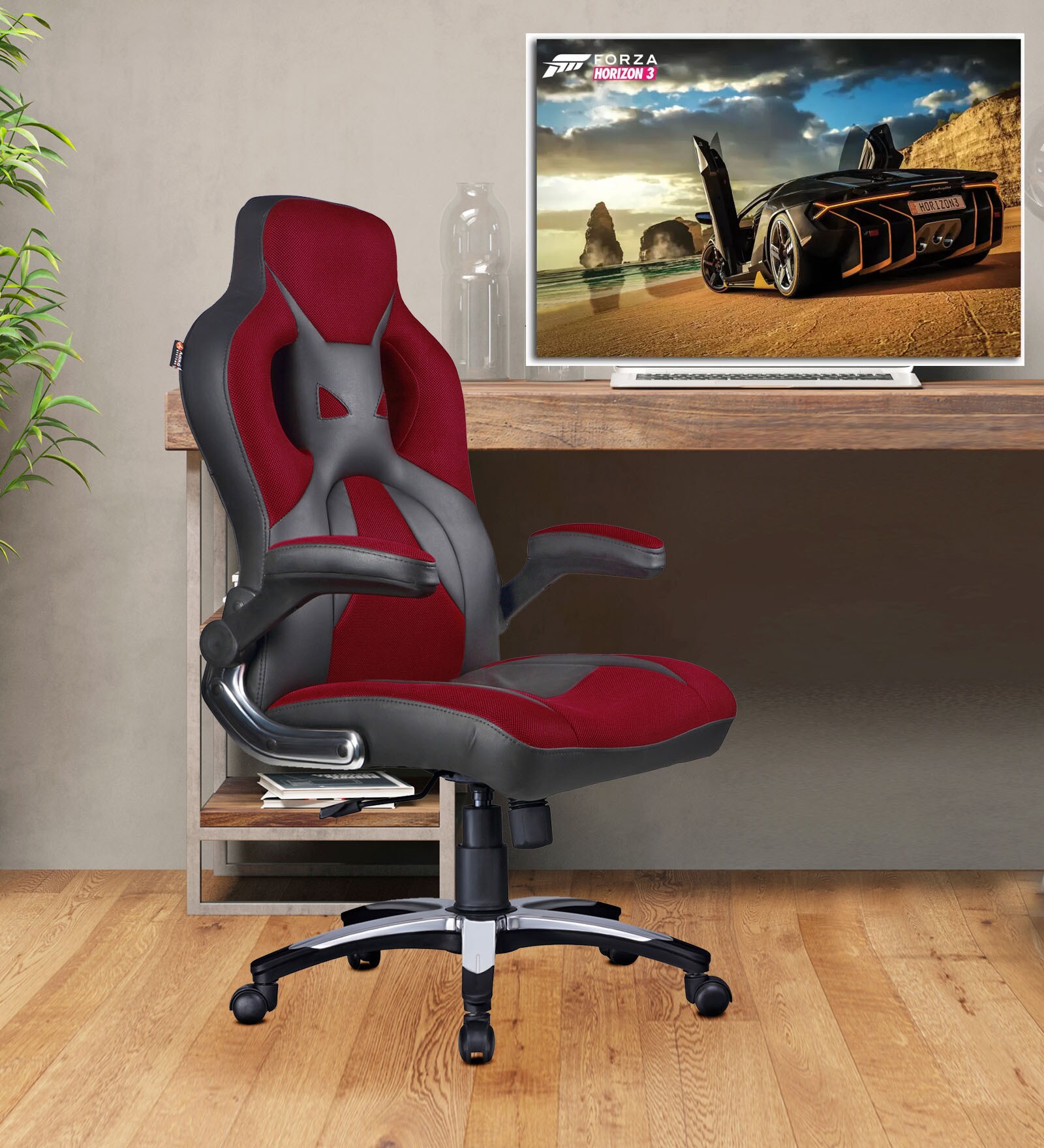 Buy Elegant Leatherette Gaming Chair in Red Colour at 17% OFF by Adiko ...