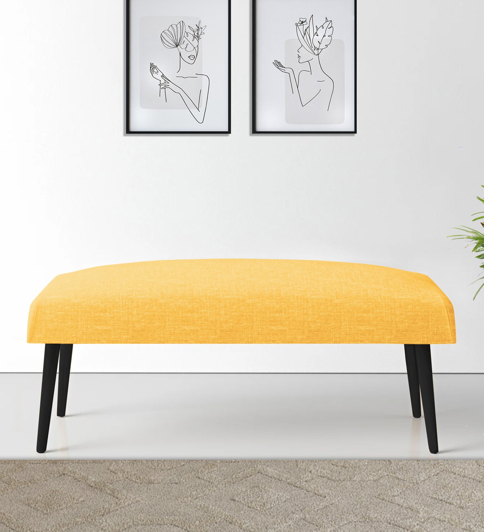 Buy Adon Fabric Bench in Bold Yellow Colour at 37% OFF by Febonic ...