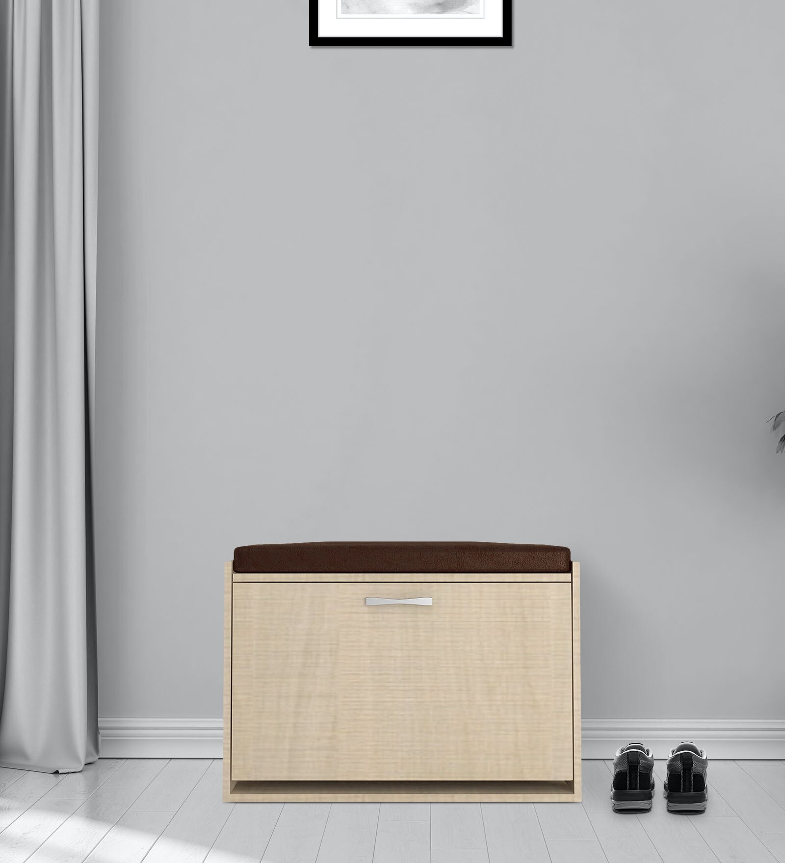 Buy Acacia Pull-down Shoe Rack with Cushioned Seating in Bronze Cambric ...