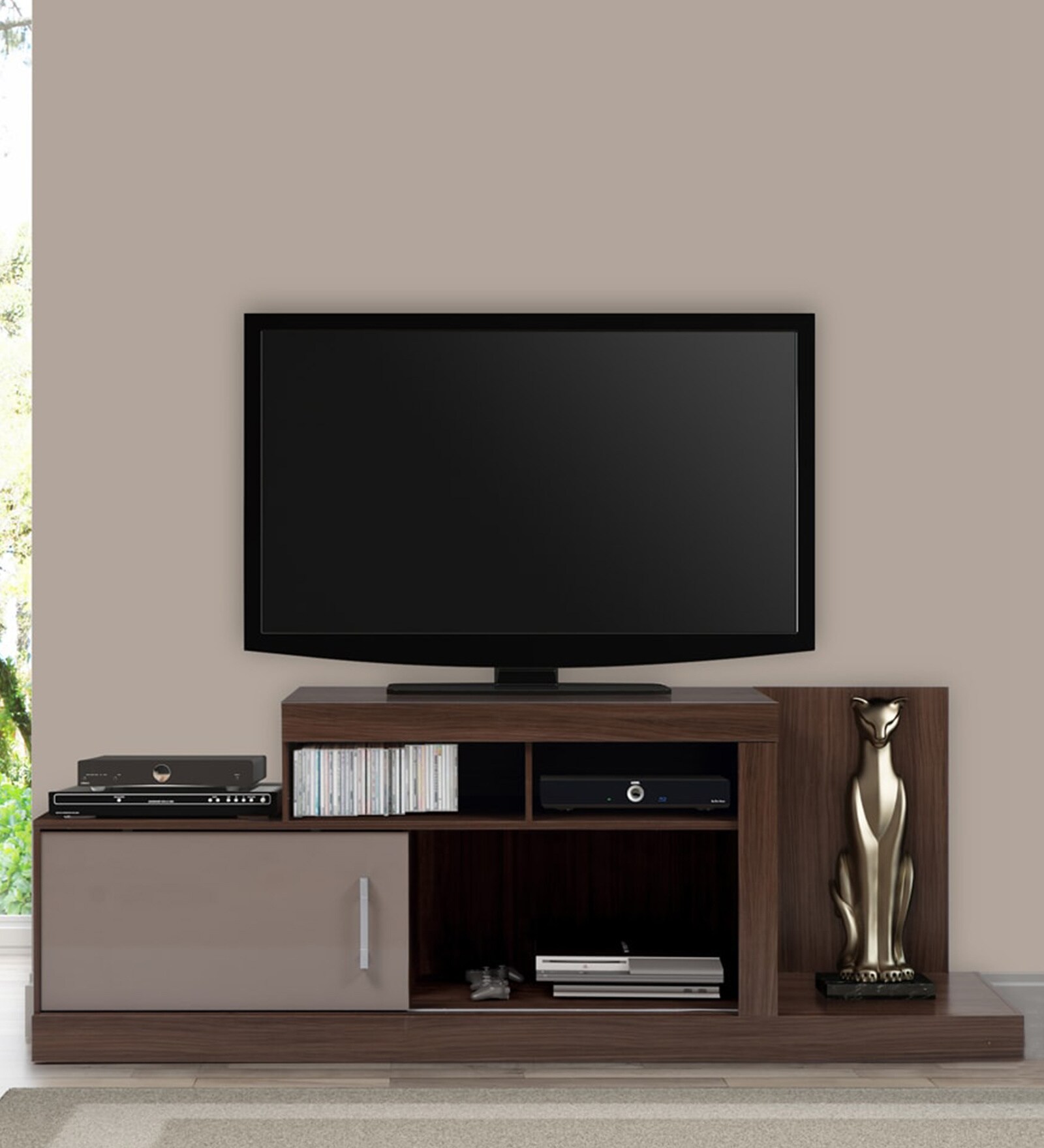 Buy Adrin TV Unit With Sliding Door In Walnut Finish at 56% OFF by Evok ...