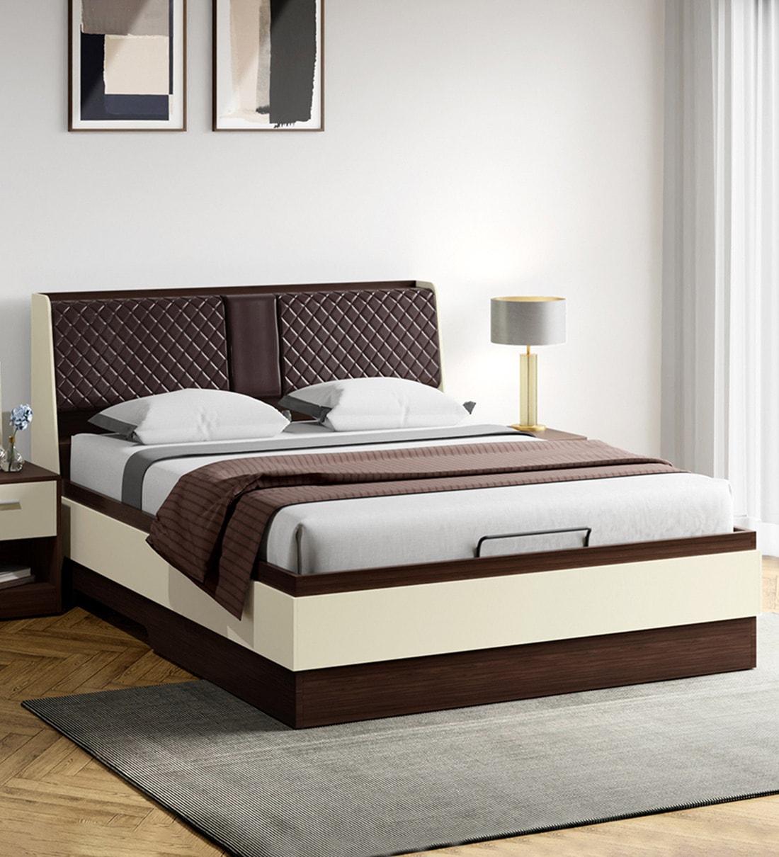 Buy Aero King Size Bed in Valigny Oak Finish With Hydraulic Storage at ...