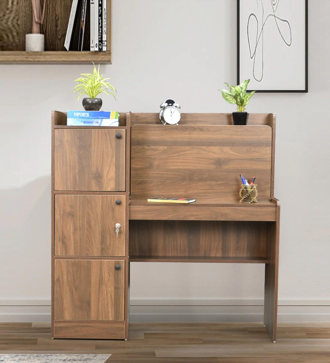 Buy Aether Hutch Desk in Brown Finish at 56% OFF by Royaloak | Pepperfry