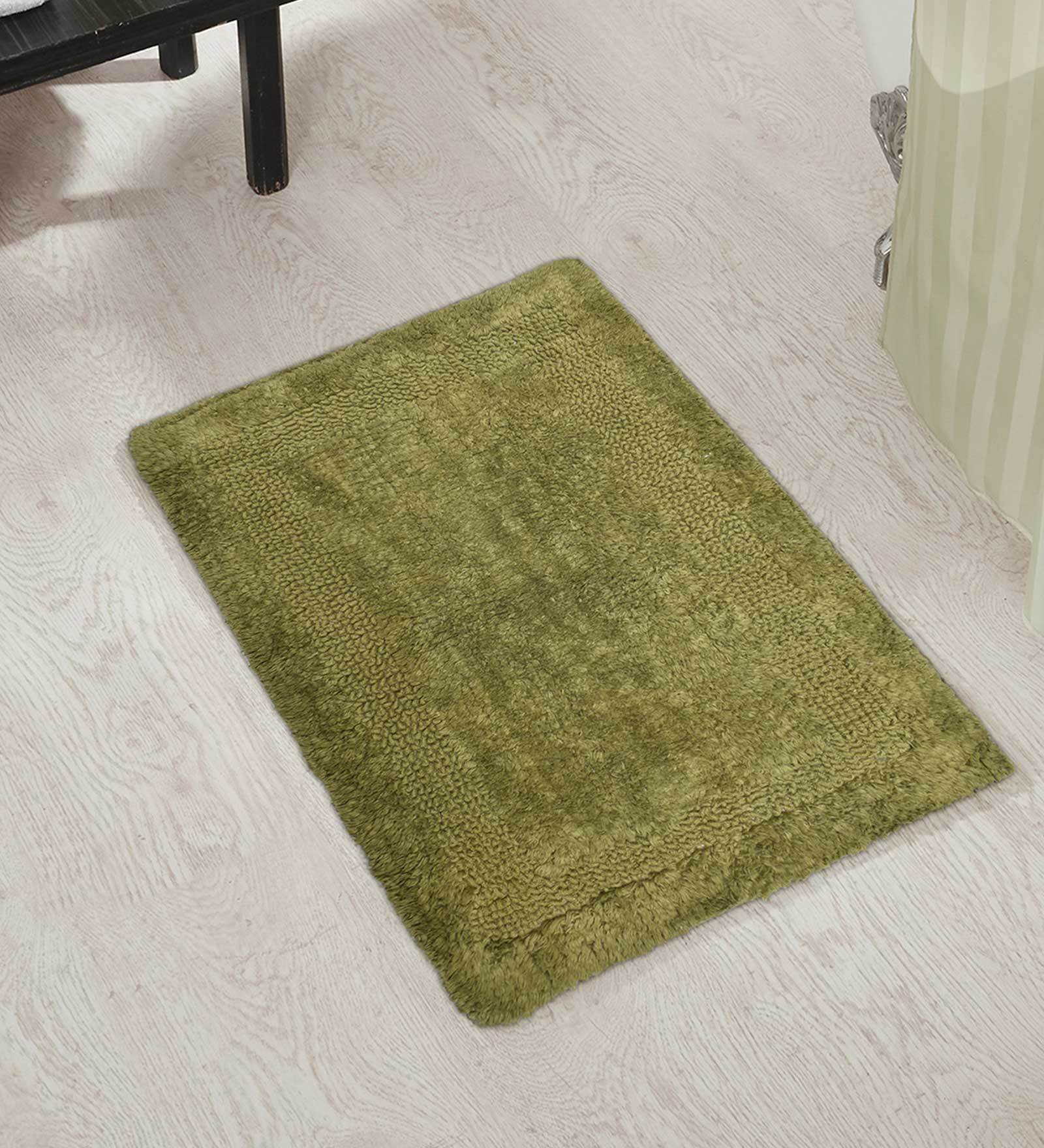 Buy Olive Solid Cotton 16x14 Inches AntiSkid Bath Mat by Obsessions at ...