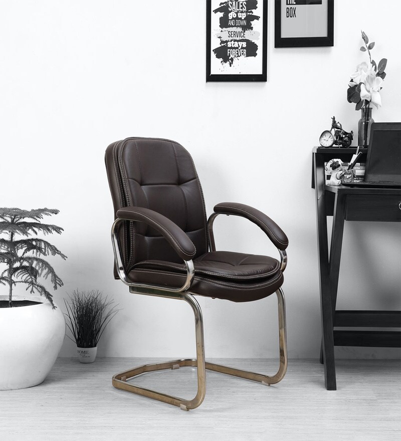 Buy Affinity Cantilever Chair in Dark Brown Colour by DZYN Furnitures ...