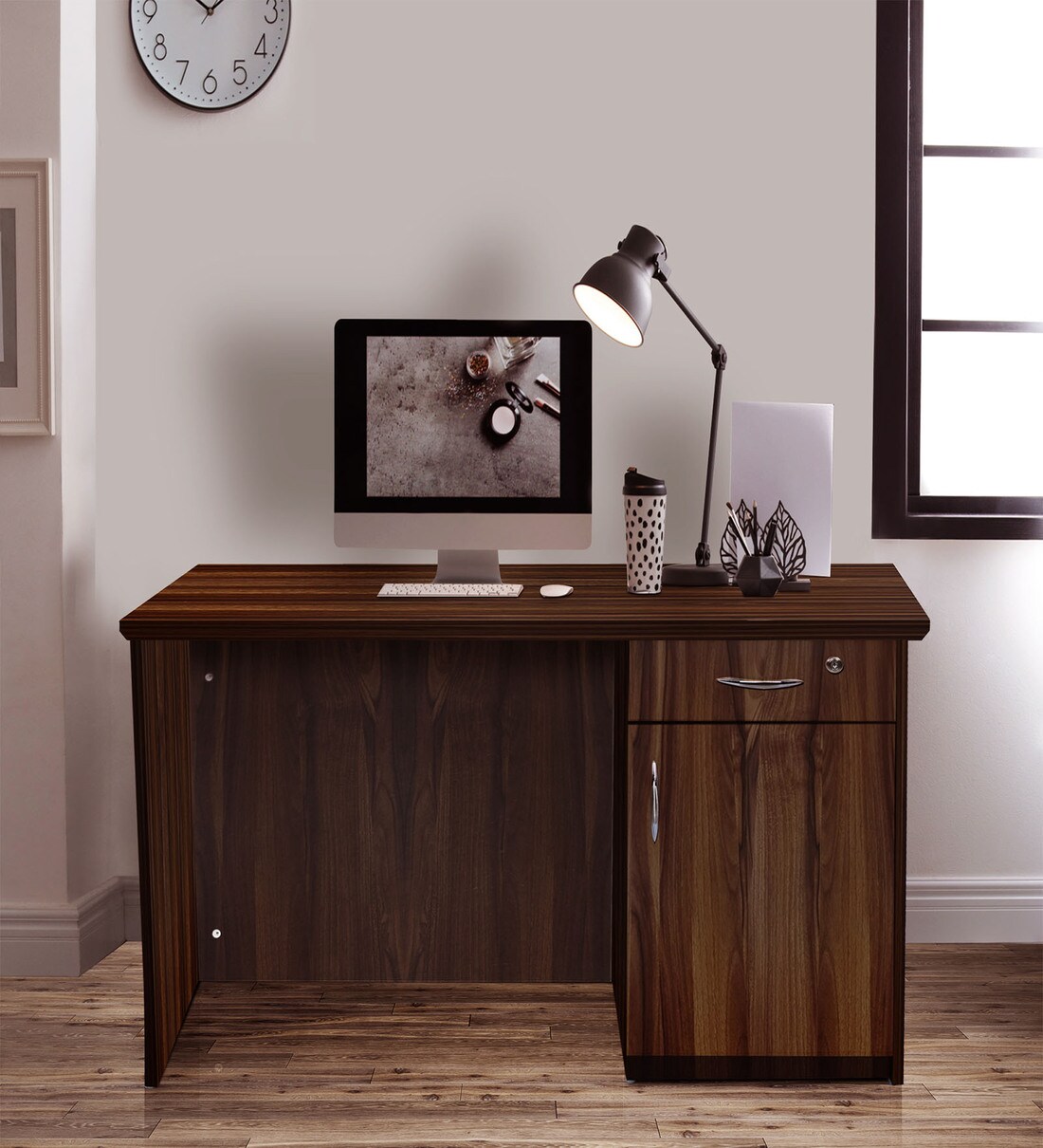 Buy Agate Workstation In Dark Walnut Finish With File Cabinate And ...