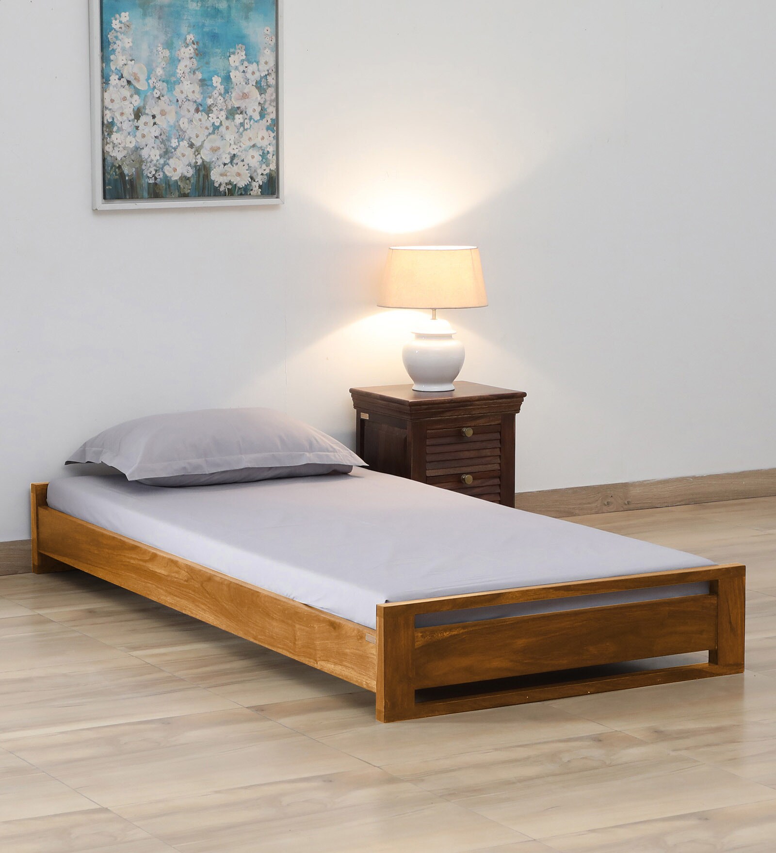 Buy Agen Sheesham Wood Single Bed in Scratch Resistant Rustic Teak ...