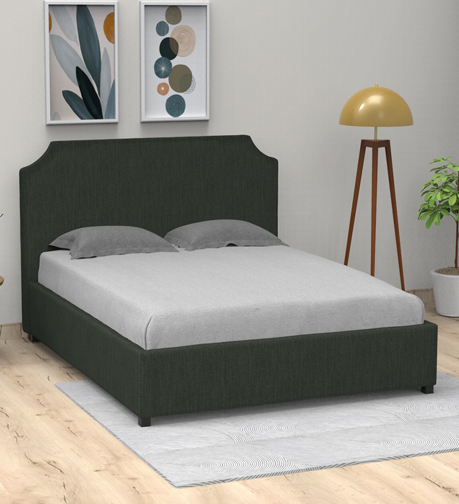 Buy Agon Fabric King Size Bed in Charcoal & Grey Colour at 56% OFF by ...