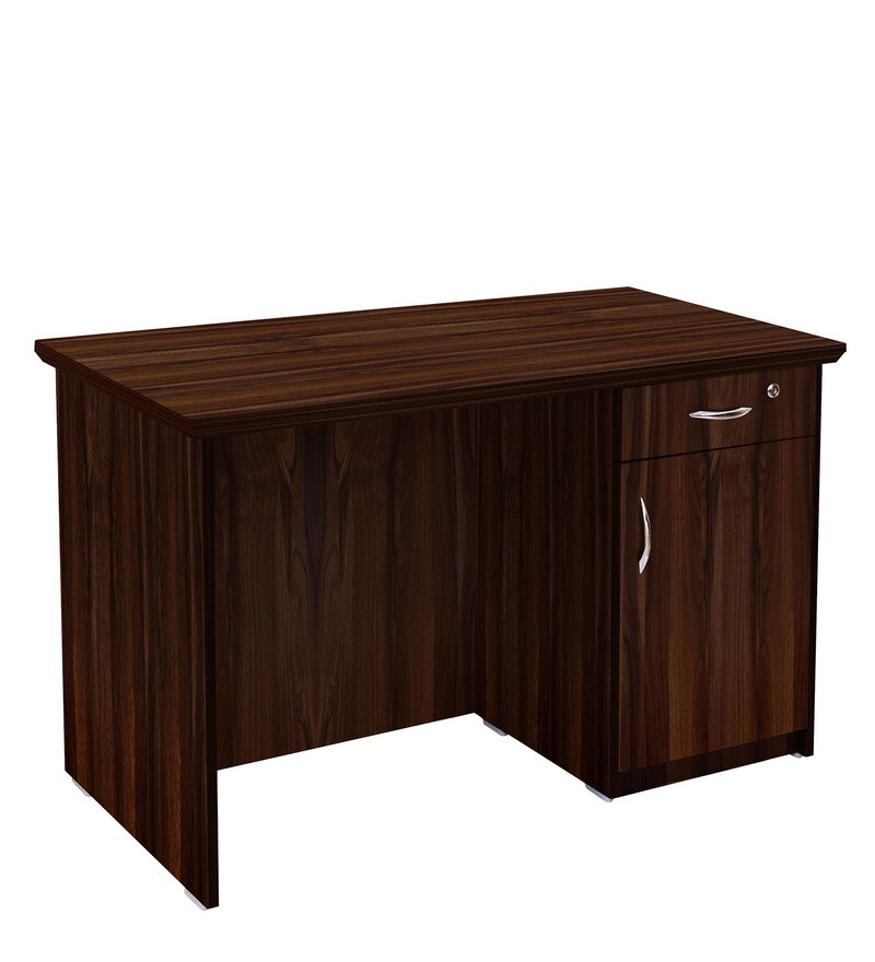 Buy Agate Office Table in Dark Walnut Finish by fullstock Online - Work ...