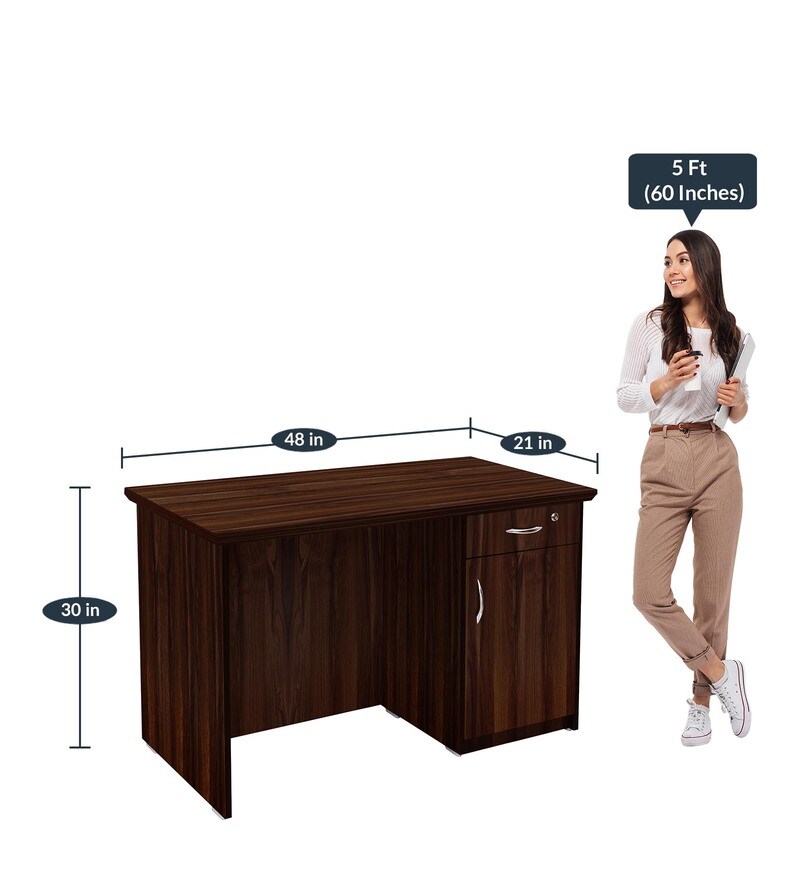 Buy Agate Office Table in Dark Walnut Finish by fullstock Online - Work ...