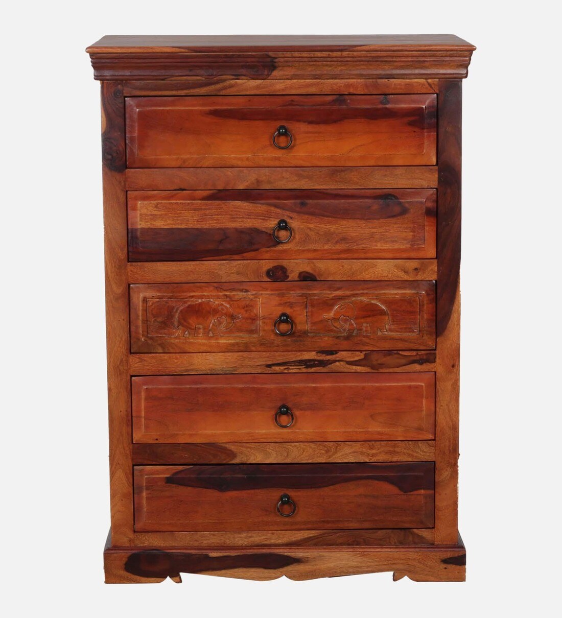 Buy Airavana Sheesham Wood Chest Of Drawers In Honey Oak Finish By ...