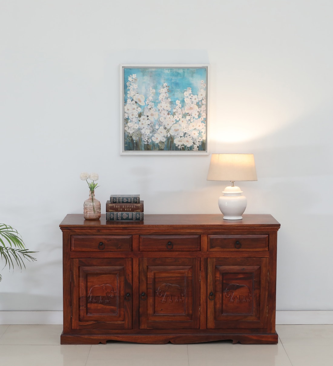Buy Airavana Sheesham Wood Sideboard in Scratch Resistant Honey Oak ...