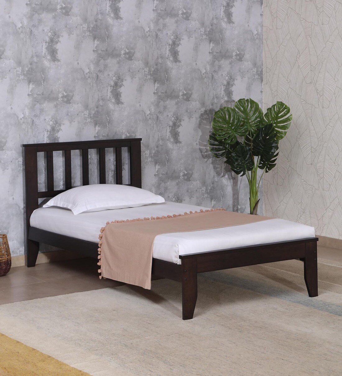 Buy Aiya Solid Wood Single Bed in Warm Chestnut Finish Online - Mission ...