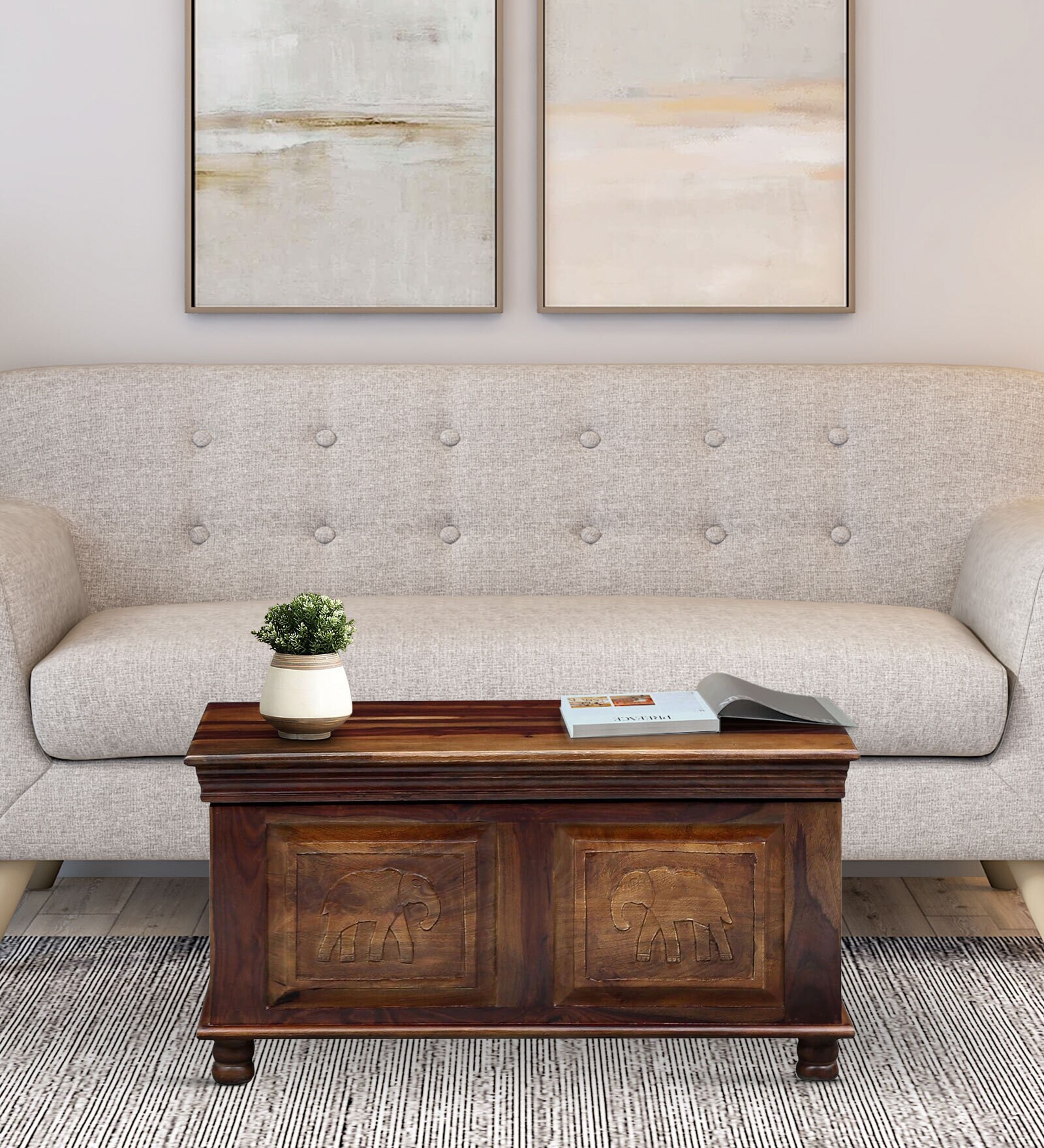 Buy Airavana Sheesham Wood Trunk in Scratch Resistant Provincial Teak ...