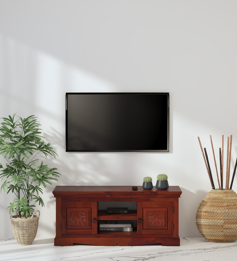 Buy Airavana Sheesham Wood TV Console for TVs up to 43\ In Honey Oak ...