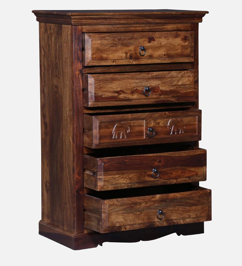 Buy Airavana Sheesham Wood Chest Of Drawers In Provincial Teak Finish ...