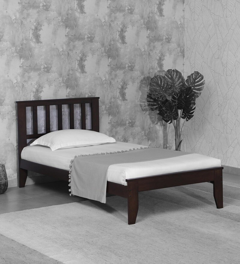 Buy Aiya Solid Wood Single Bed in Warm Chestnut Finish Online - Mission ...
