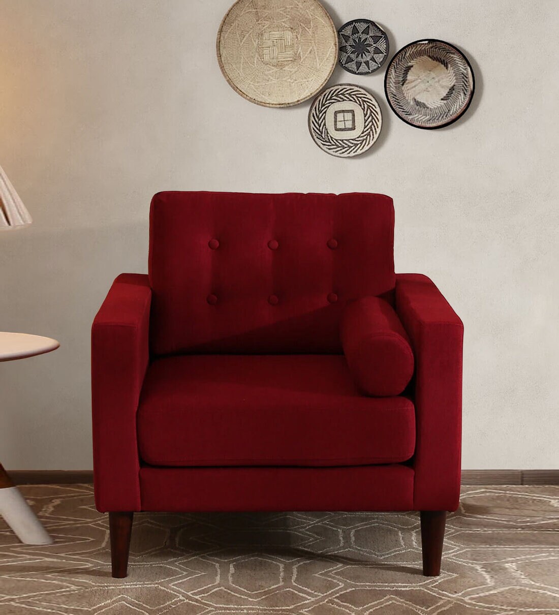 Buy Alaine Fabric 1 Seater Sofa In Garnet Red Colour By Casacraft ...