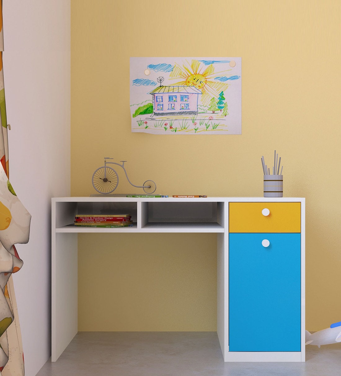 Buy Alana Kids Study Table in Mango Yellow & Azure Blue Colour at 18% ...