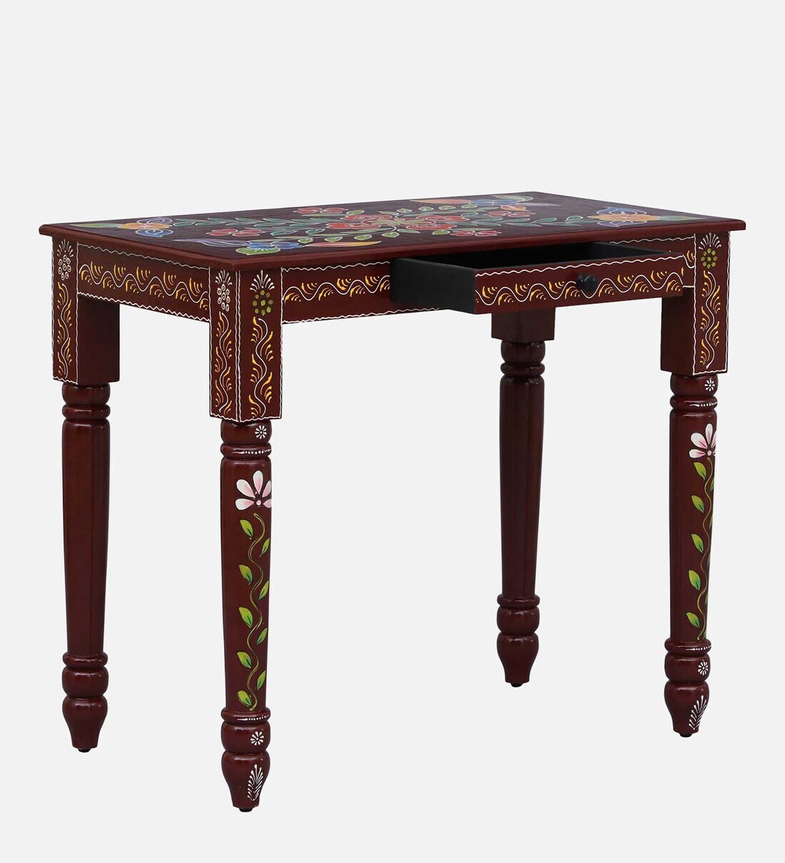 Buy Alankaar Solid Wood Writing Table In Maroon Colour Online ...
