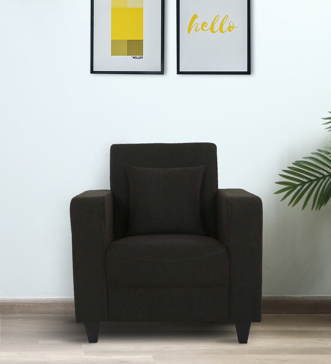 Buy Alba Fabric 1 Seater Sofa In Chestnut Brown Colour By Woodsworth ...